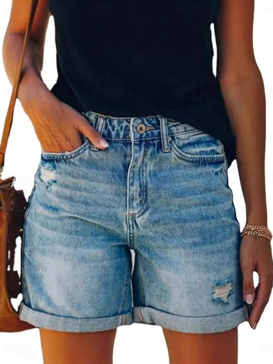 Solid Color Short Jeans– CURVECOMFY